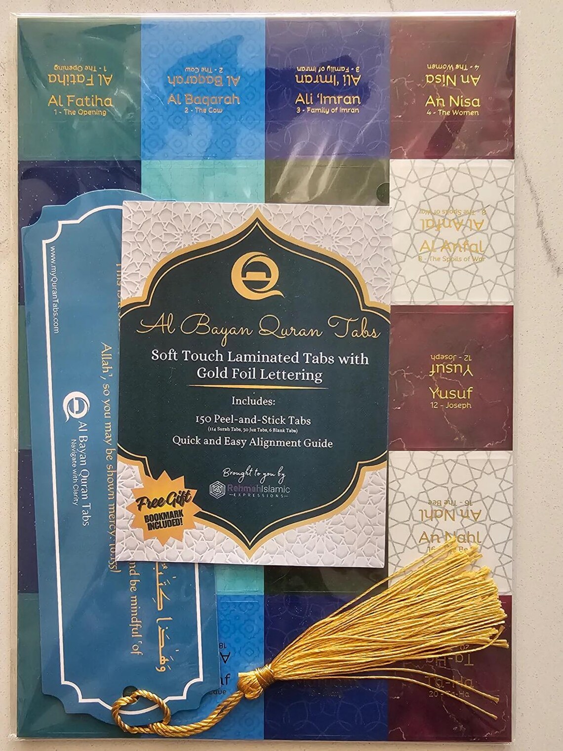 Quran Tabs | Premium Vinyl + Gold Foil Complete Quran Indexing System in English | Surah & Juz ...