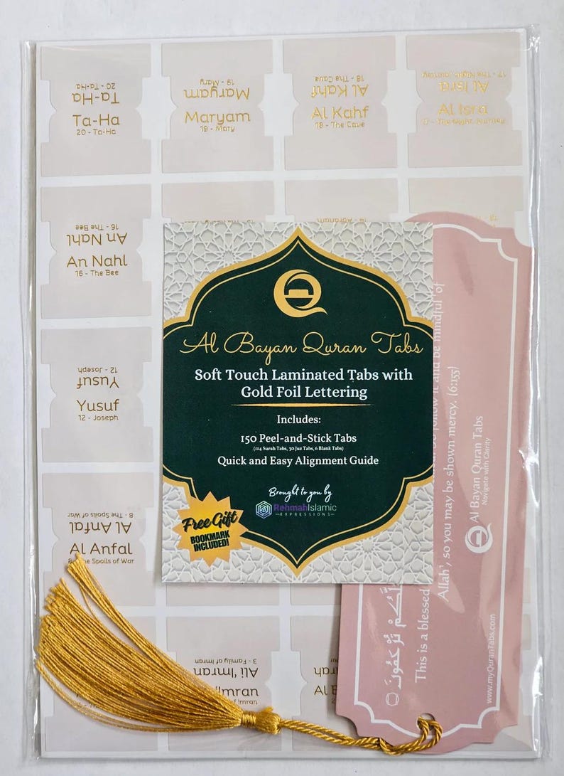 Pink Quran Tabs | Premium Vinyl + Gold Foil Complete Quran Indexing ...