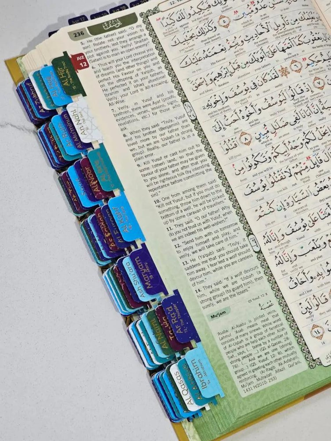 Quran Tabs | Premium Vinyl + Gold Foil Complete Quran Indexing System in English | Surah & Juz ...