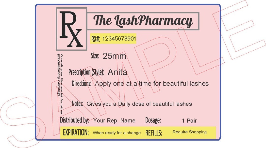 Editable RX Lashes Pink Label Instant Download - Etsy
