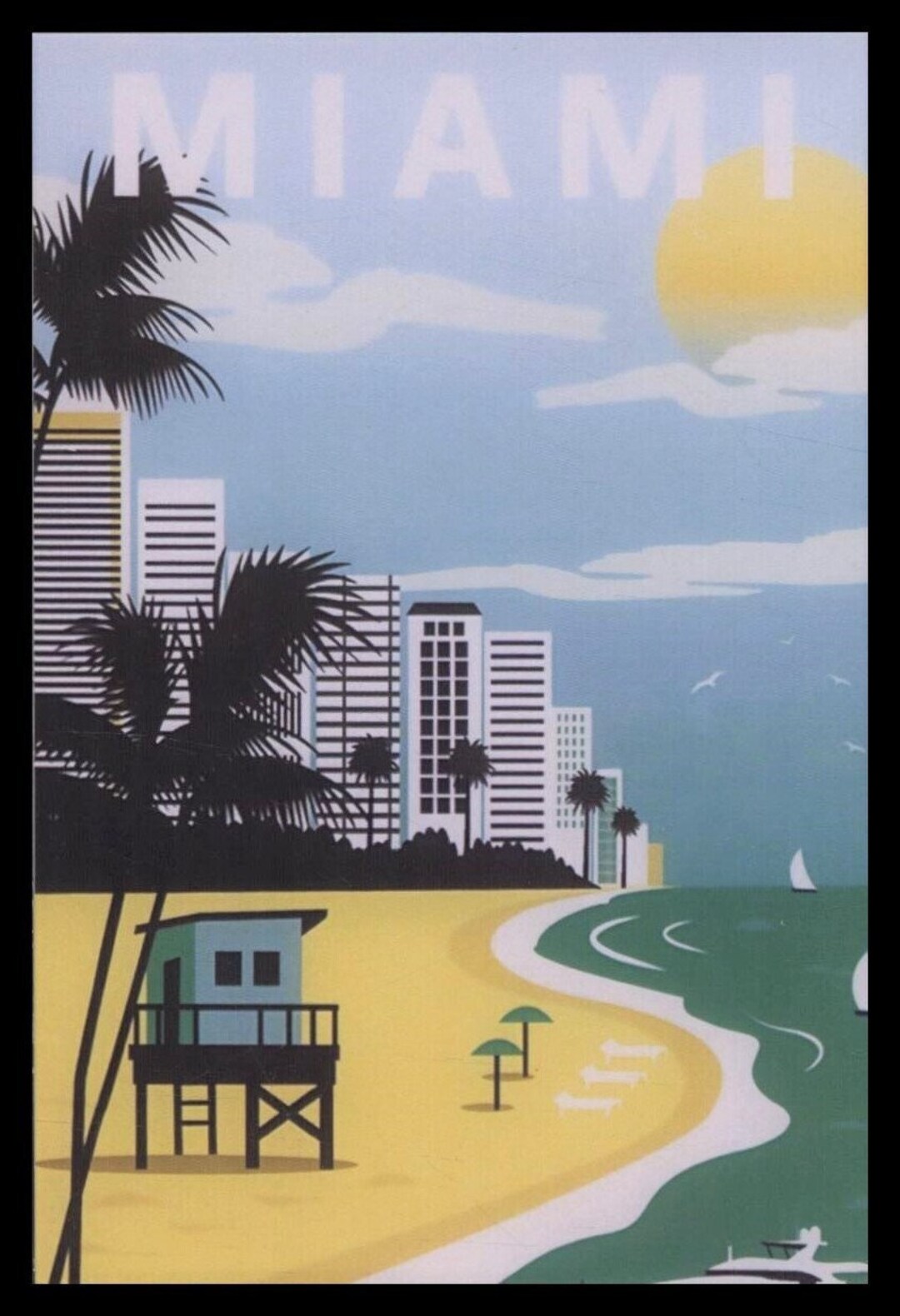 Miami Florida Poster Style Travel Frameable Card 4' X - Etsy