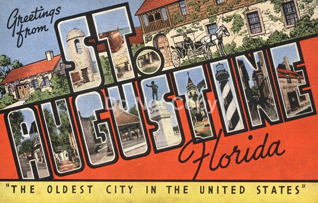 Greetings From St Augustine, Oldest City in the United States, Large ...