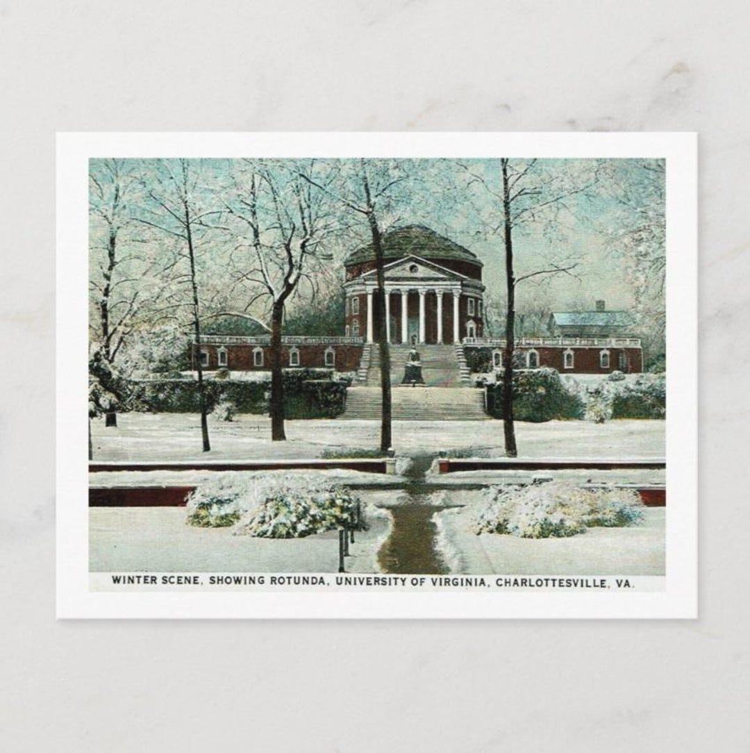 Winter Scene, Charlottesville VA, Vintage Inspired Postcard - Etsy