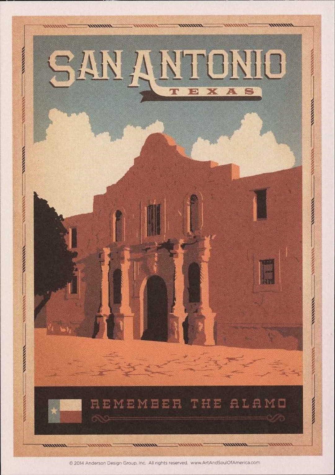 San Antonio, Texas, Remember the Alamo, Travel Poster Style Postcard ...