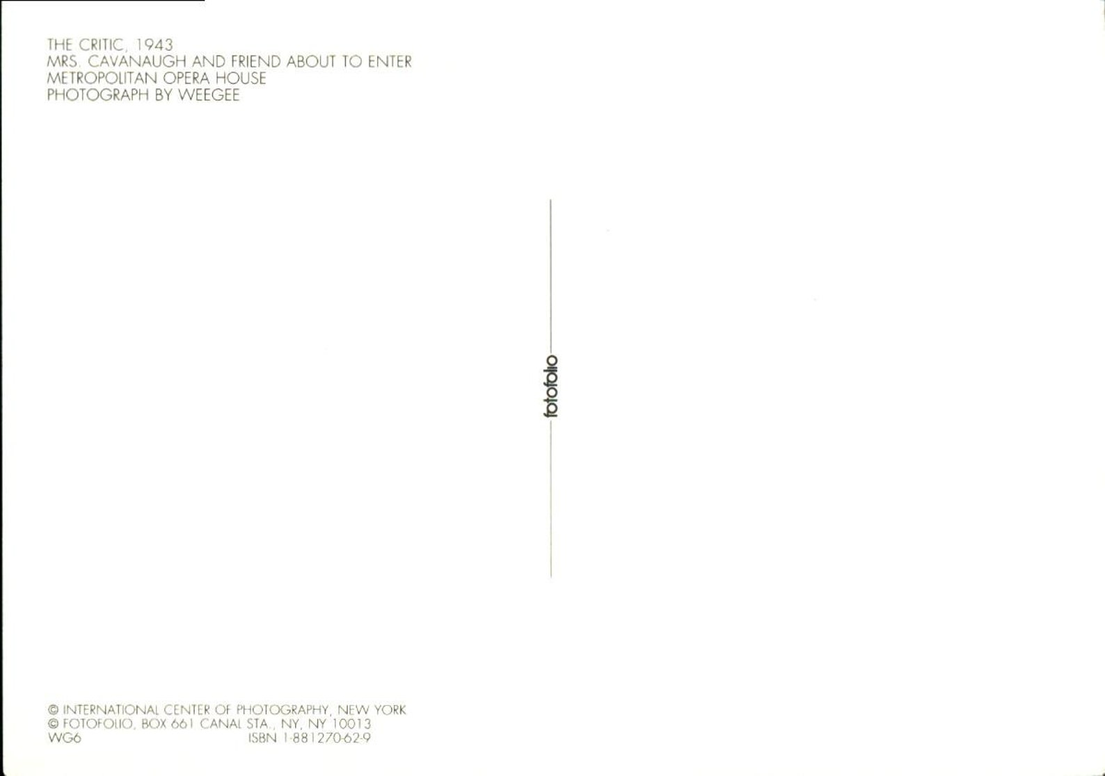 WEEGEE Photography the Critic Society Opera New York | Etsy