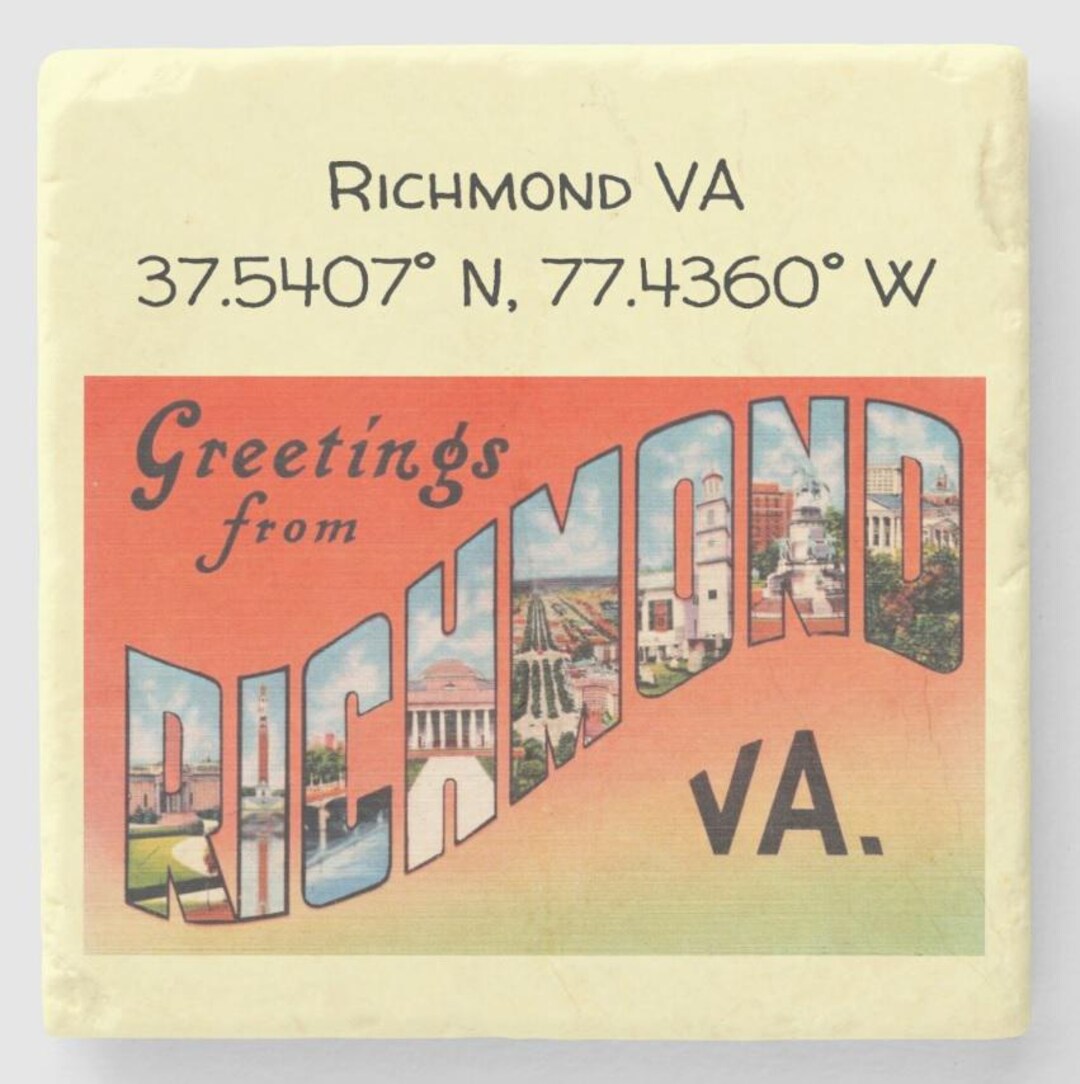 Richmond VA, Map Coordinates, Vintage Inspired Stone Coaster - Etsy