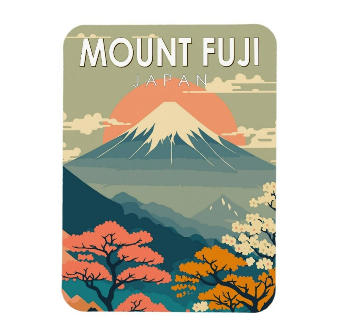 Mount Fuji Japan Travel Art Retro Style Magnet 3 X 4 Inches Fridge ...