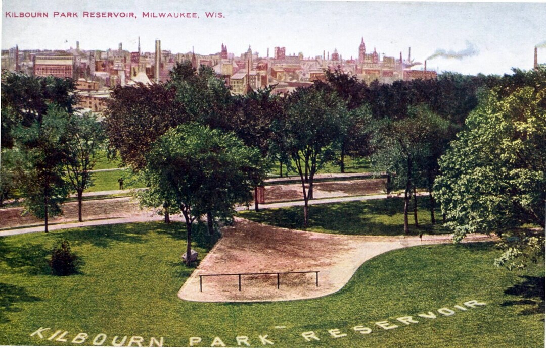 Milwaukee WI, Wisconsin, Kilbourn Park, Reservoir, 1909, Original ...