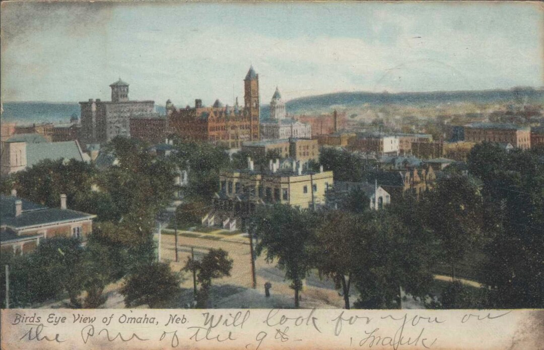 Omaha NE Nebraska Birds Eye View Color Panorama 1907 - Etsy