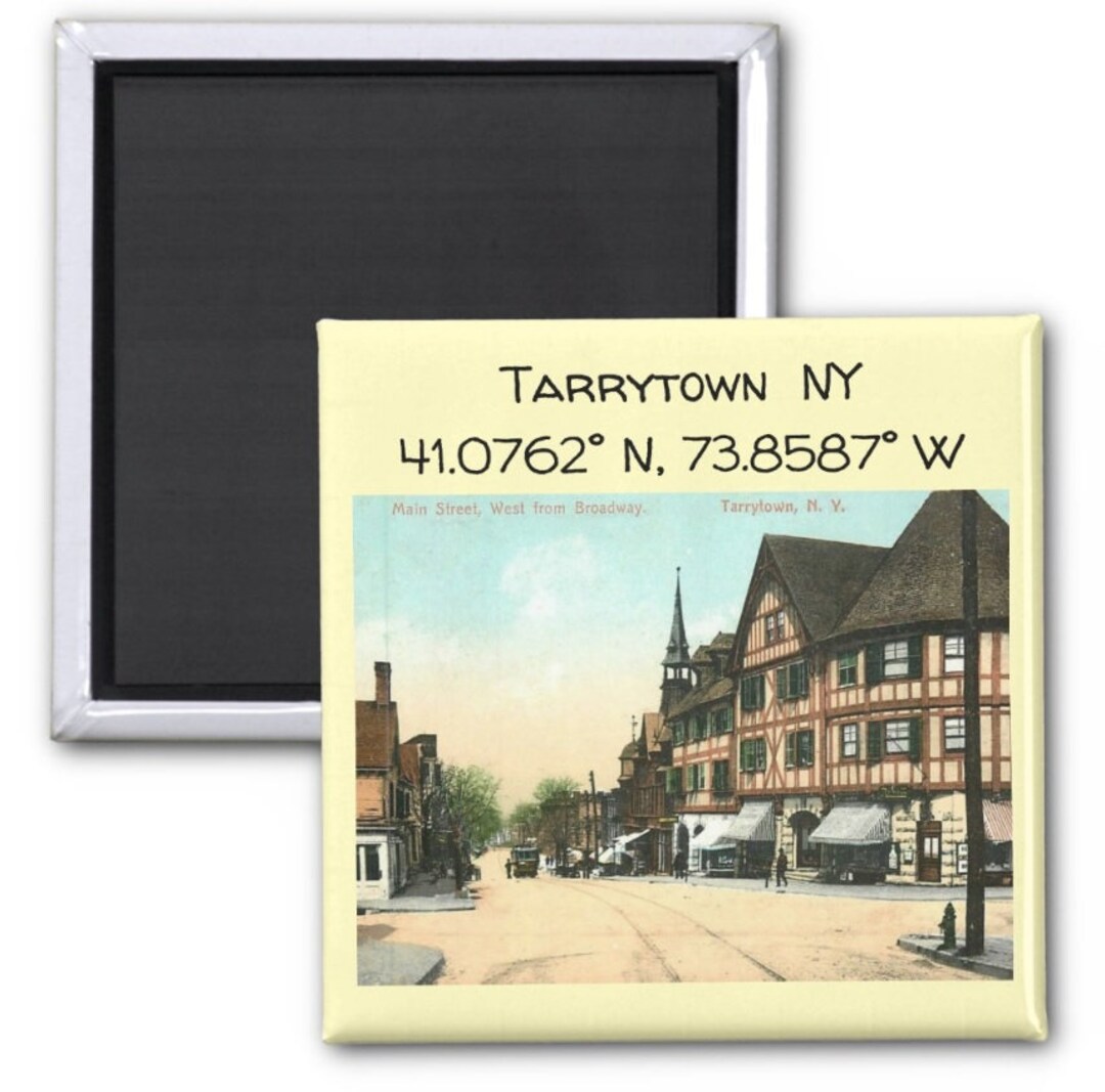 Tarrytown NY Map Coordinates Vintage Style Magnet - Etsy