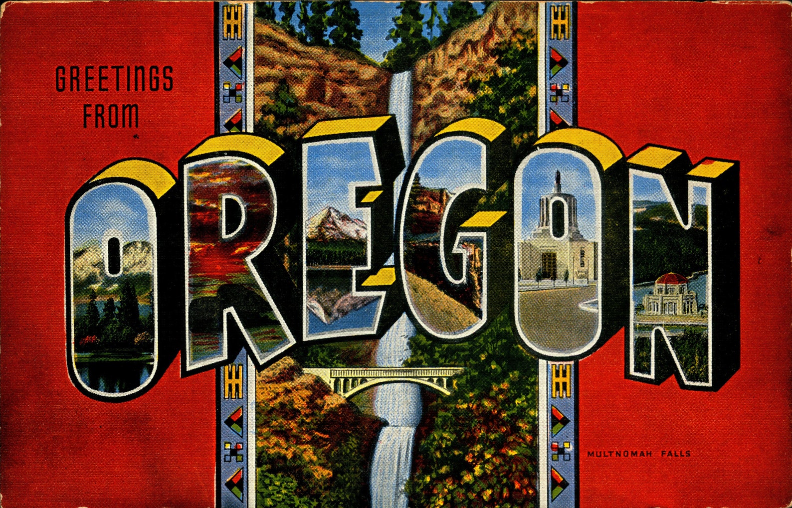 Greetings From Oregon Large Letter Greeting C1940s Linen - Etsy