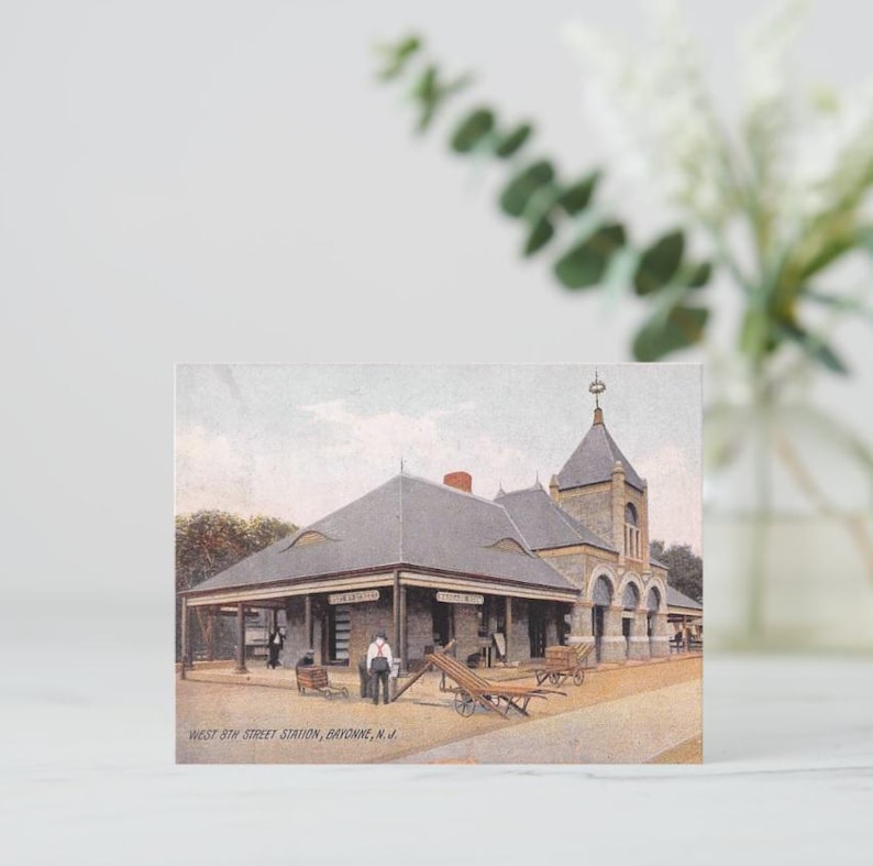 1907 Train Station, Bayonne, NJ Retro Vintage Inspired Postcard - Etsy