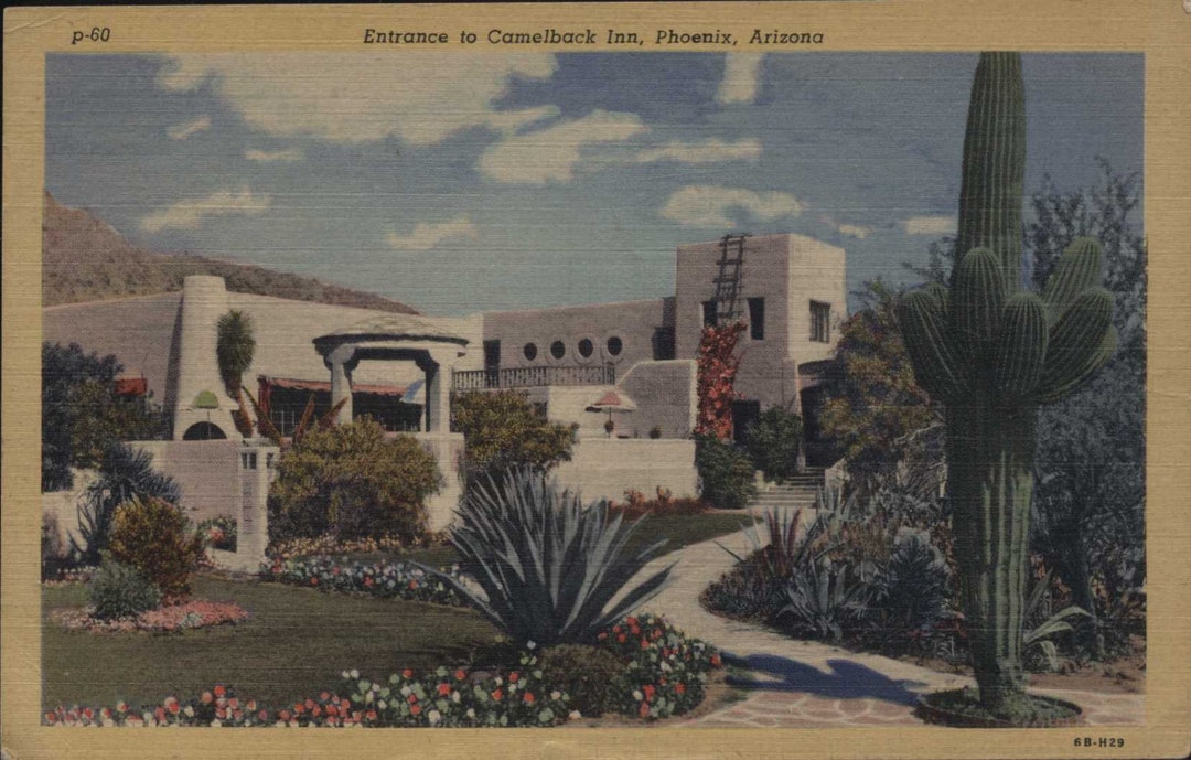 Phoenix AZ, Arizona, Entrance to Camelback Inn, 1947, Original Vintage ...