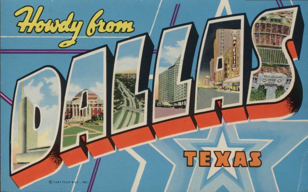 Dallas TX, Texas, Large Letter Greeting, 1975 Certified Original ...