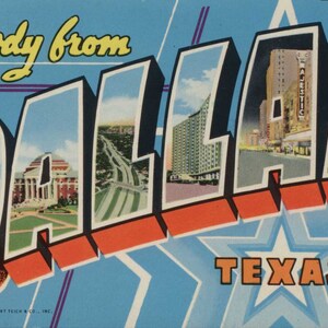 Dallas TX, Texas, Large Letter Greeting, 1975 Certified Original ...
