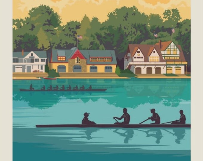 Philadelphia PA Pennsylvania Boathouse Row Colorful Travel - Etsy