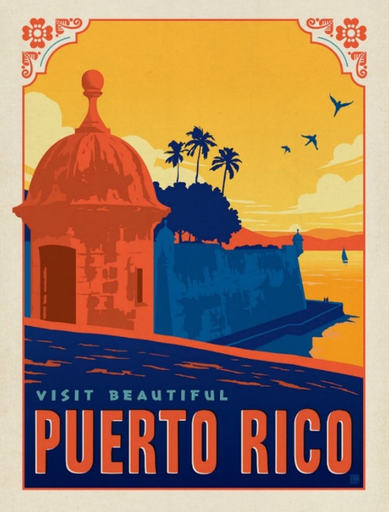 Visit Beautiful Puerto Rico Travel Poster Style Modern - Etsy