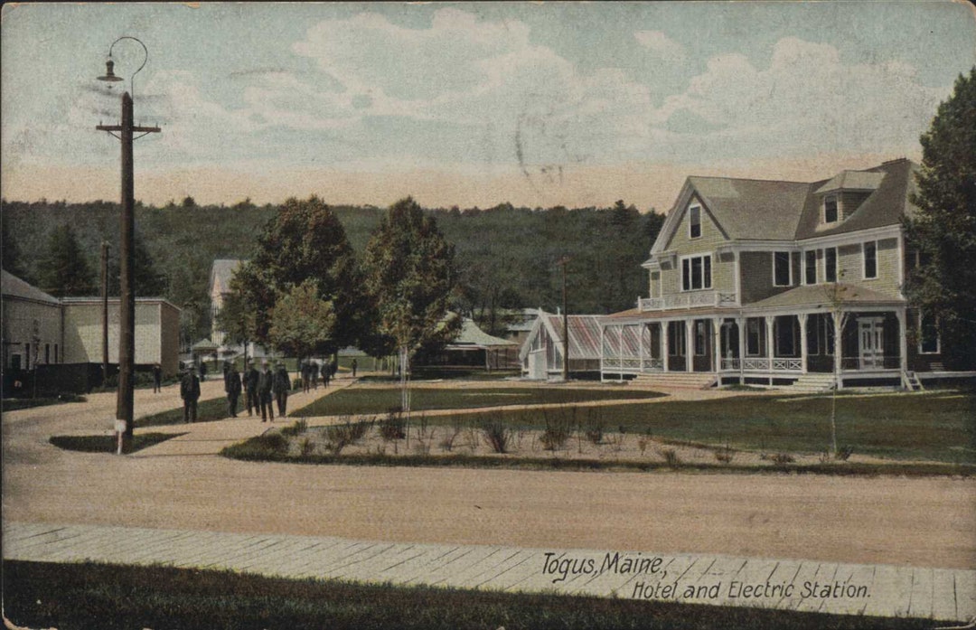 Togus ME, Maine, Hotel and Electric Station, 1912 Original Vintage ...