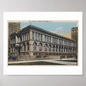 Chicago Illinois, Public Library, 1930s Vintage Inspired Print - Etsy