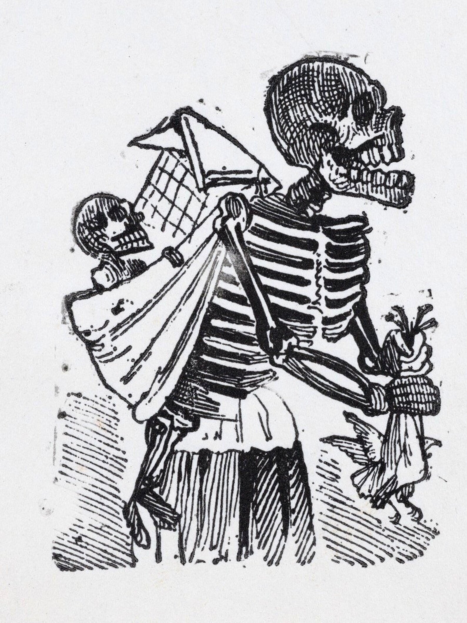 Fine Art Jose Guadalupe Posada Skeleton Carrying a Baby | Etsy