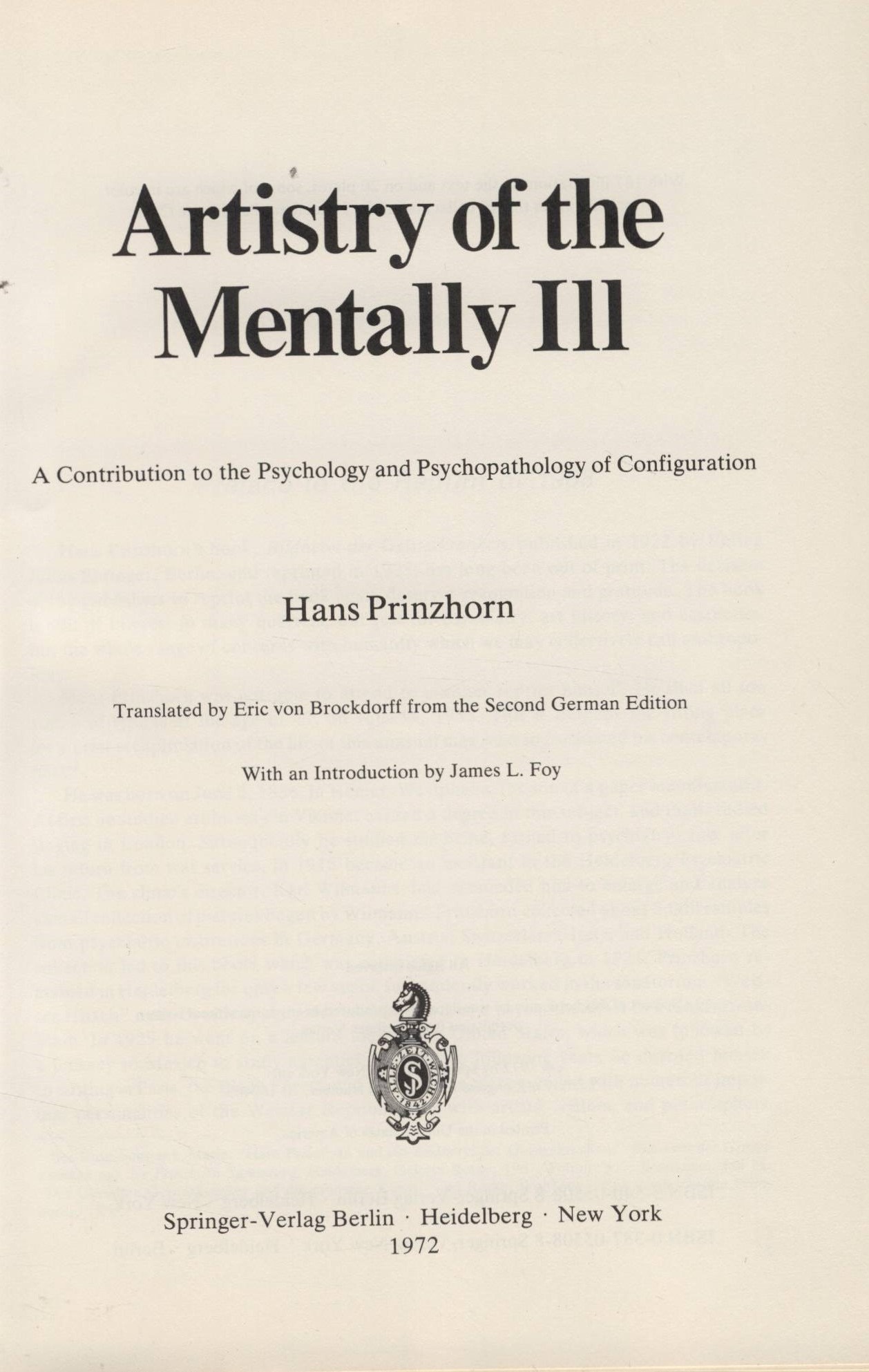 Hans Prinzhorn Artistry Of The Mentally Ill