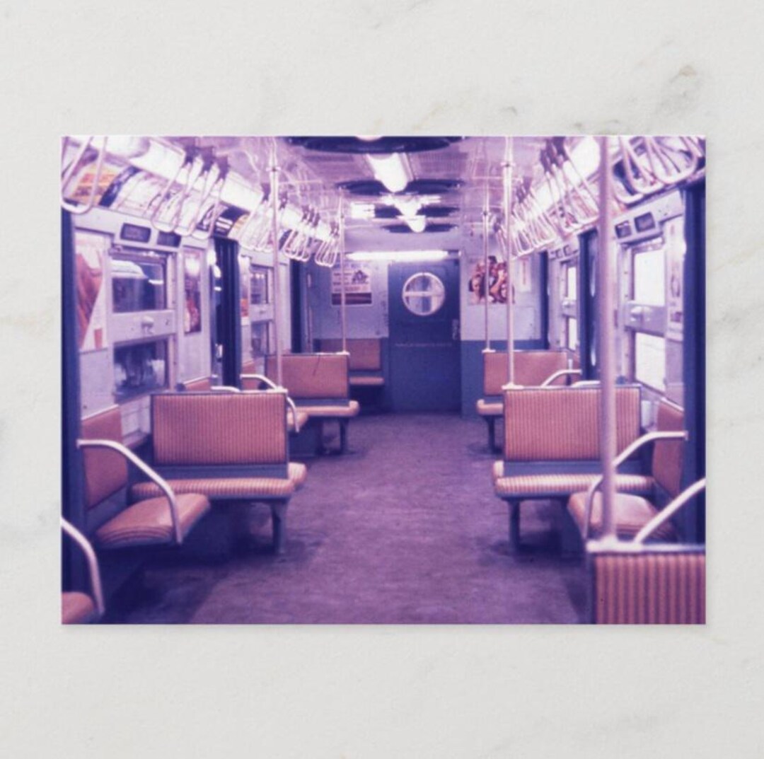 Vintage NYC Subway Car Postcard: Enhanced Transit Art Print - Etsy