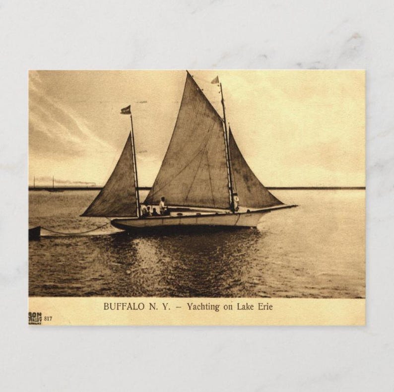 Yachting on Lake Erie, Buffalo NY 1909 Retro Vintage Inspired Postcard ...