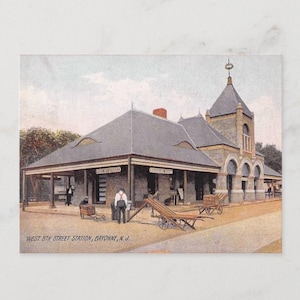 1907 Train Station, Bayonne, NJ Retro Vintage Inspired Postcard - Etsy
