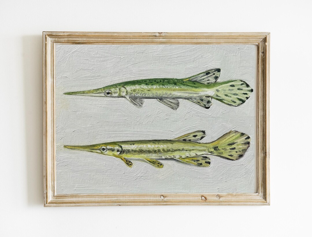 Fish Painting 8x10, Hand Painted Original, Gar Pike, Oil on Canvas ...
