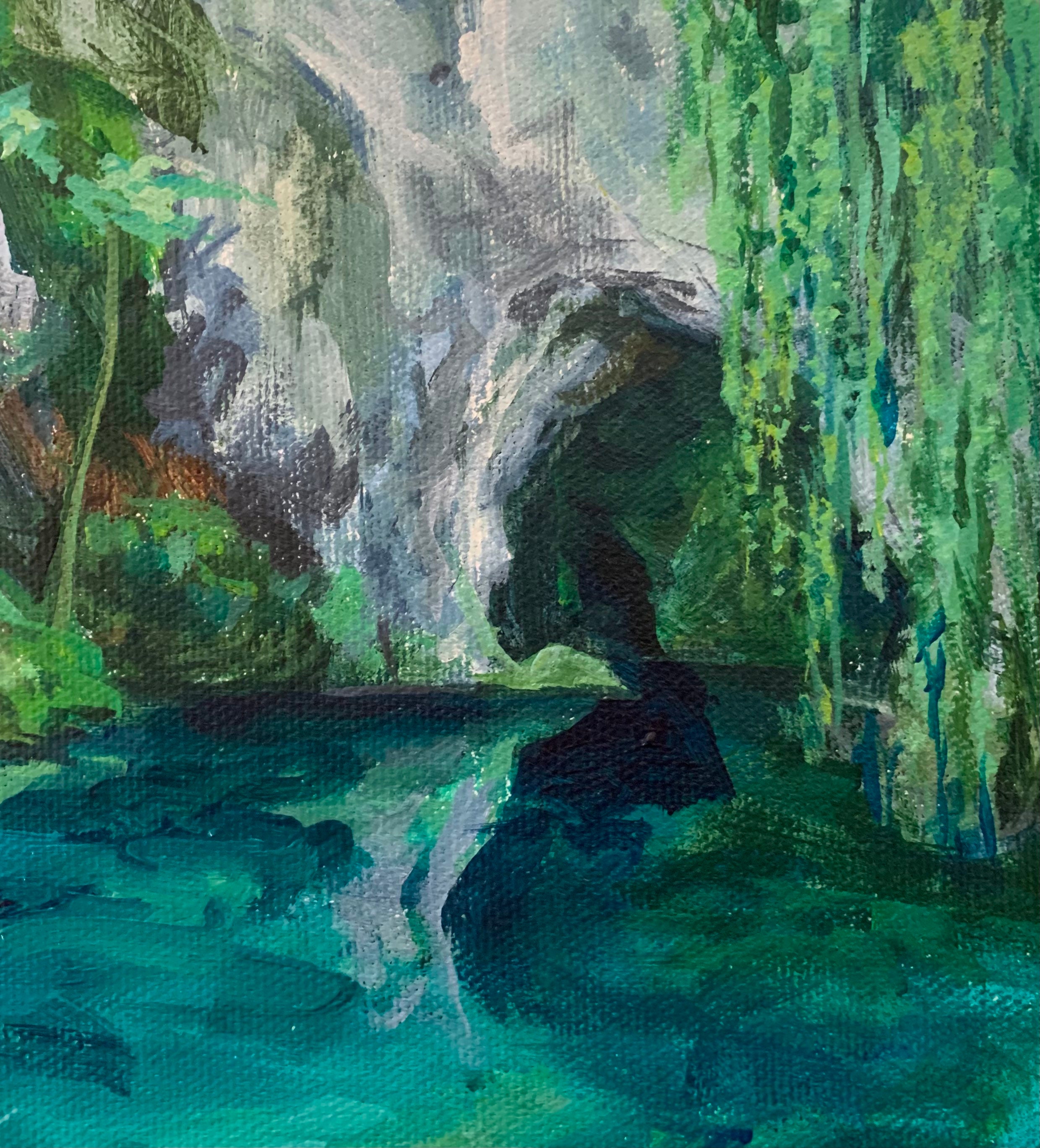 The Cave, Original Painting, Abandoned Pool Forest, Whimsigoth Vibes ...