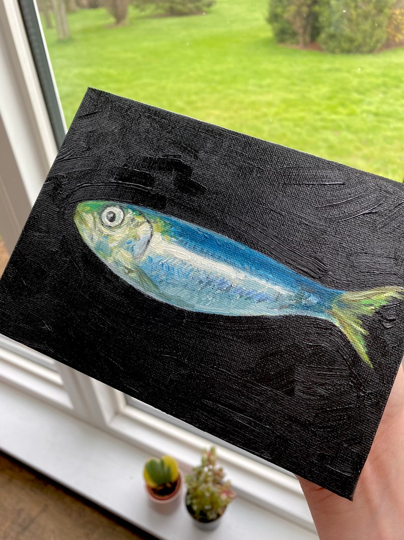 Seafood Art Sardine Painting Original Painting Small Fish - Etsy