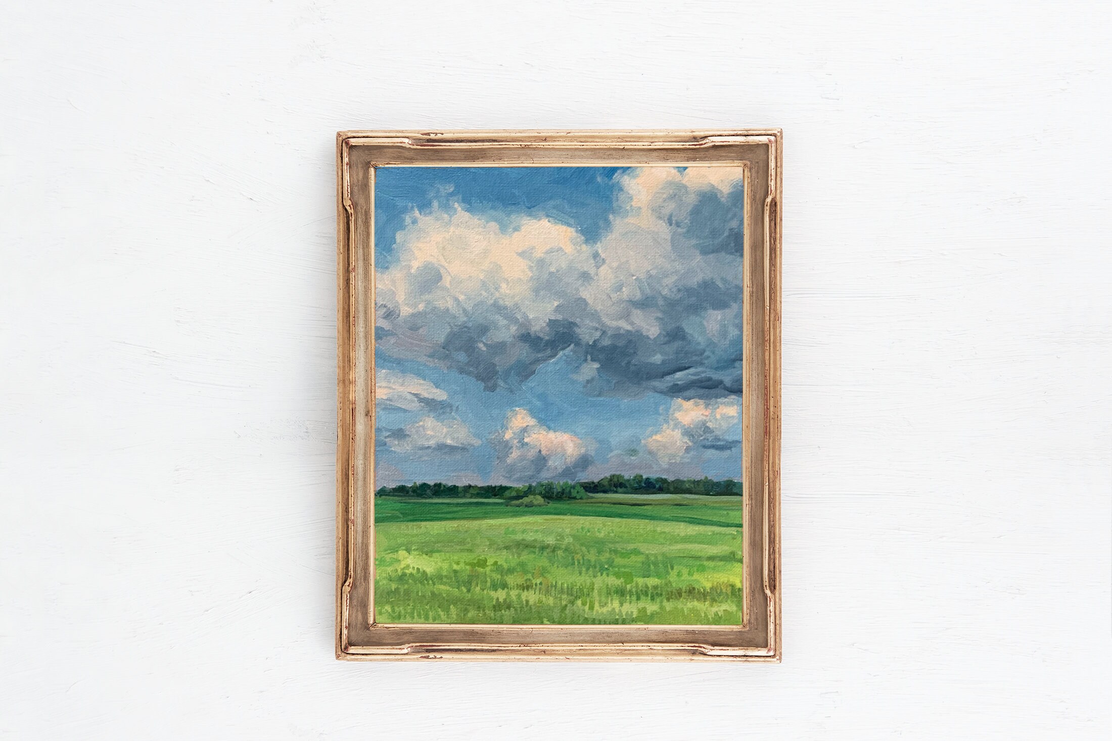 Original Hand Painted Art Windy Painted Clouds Spring - Etsy