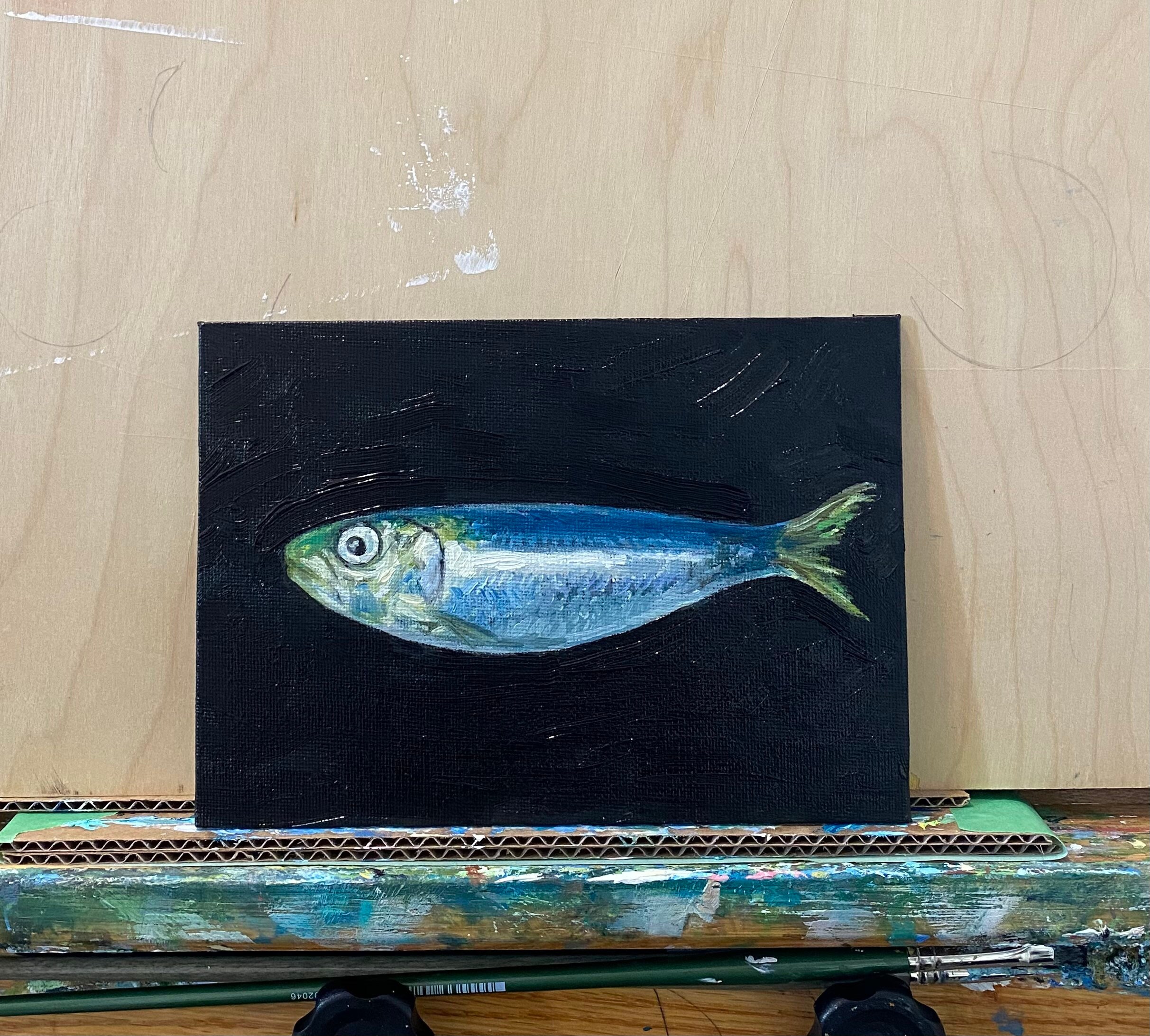 Seafood Art Sardine Painting Original Painting Small Fish - Etsy