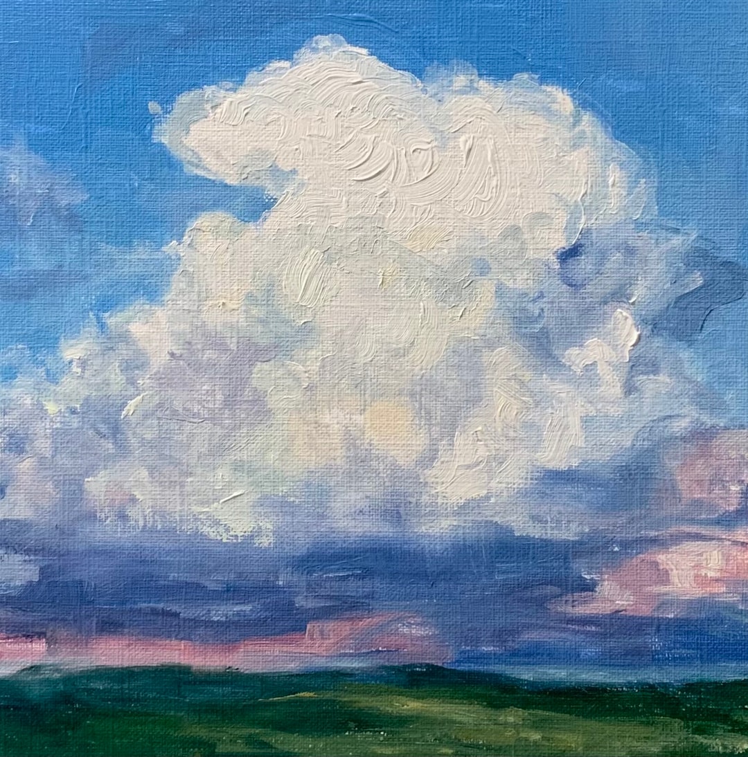 Tower Clouds Over the Mountains. Landscape Painting, Gift for Him ...