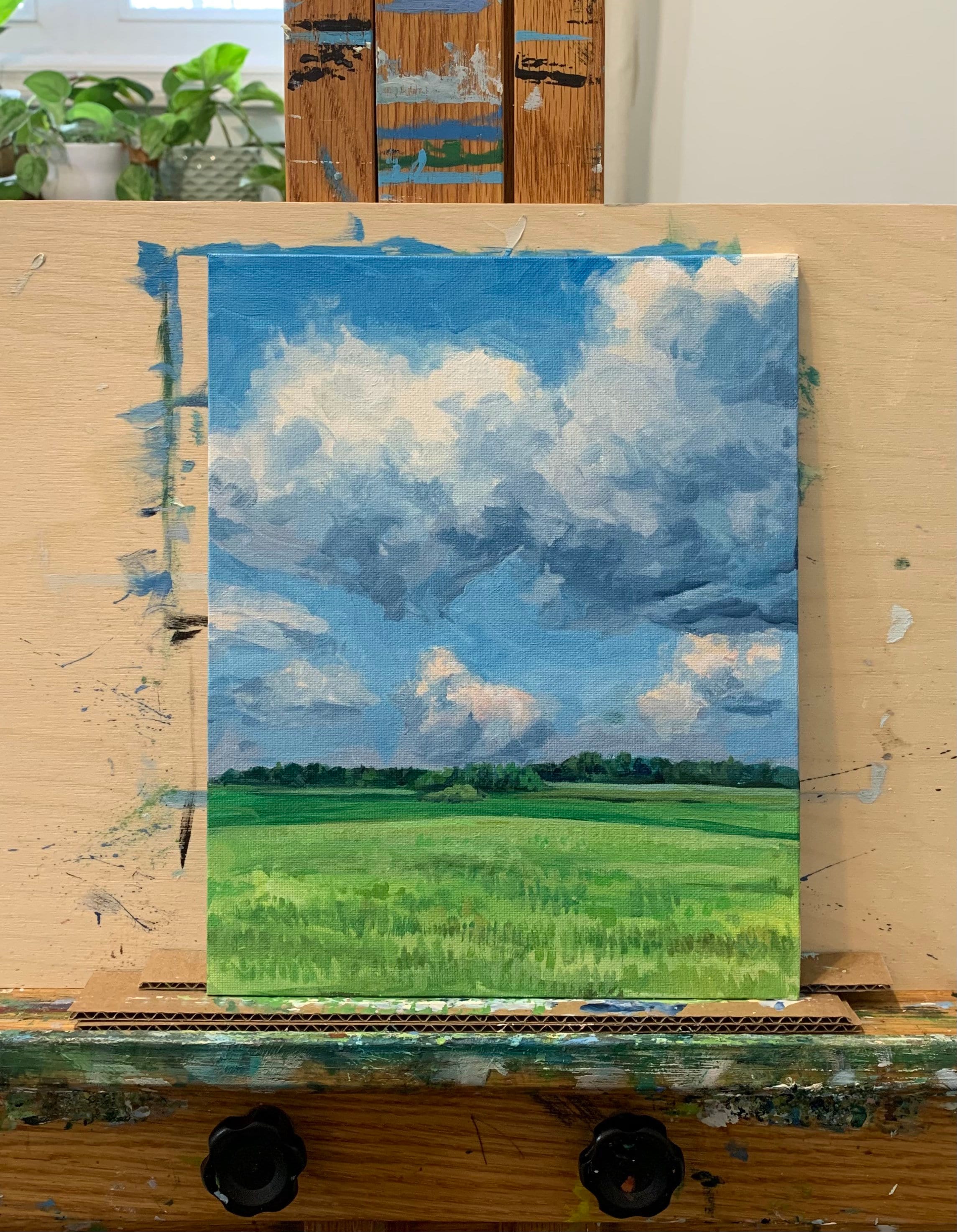 Original Hand Painted Art Windy Painted Clouds Spring - Etsy