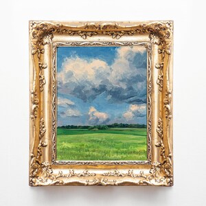 Original Hand Painted Art, Windy Painted Clouds, Spring Landscape, 8x10 ...