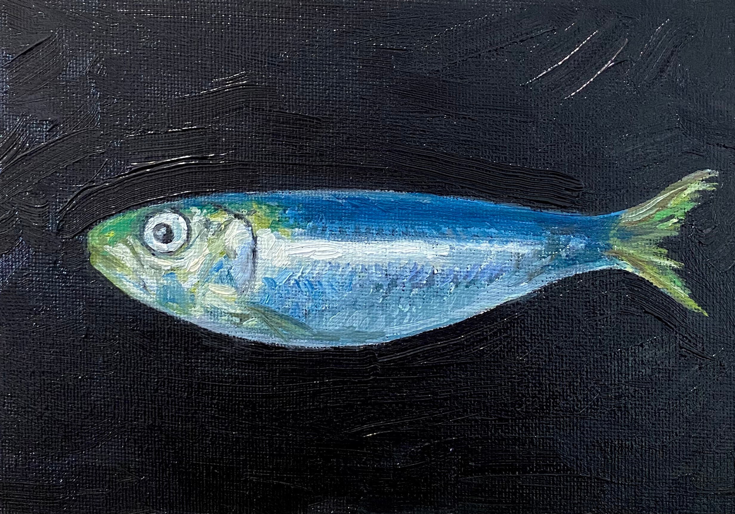 Seafood Art Sardine Painting Original Painting Small Fish - Etsy