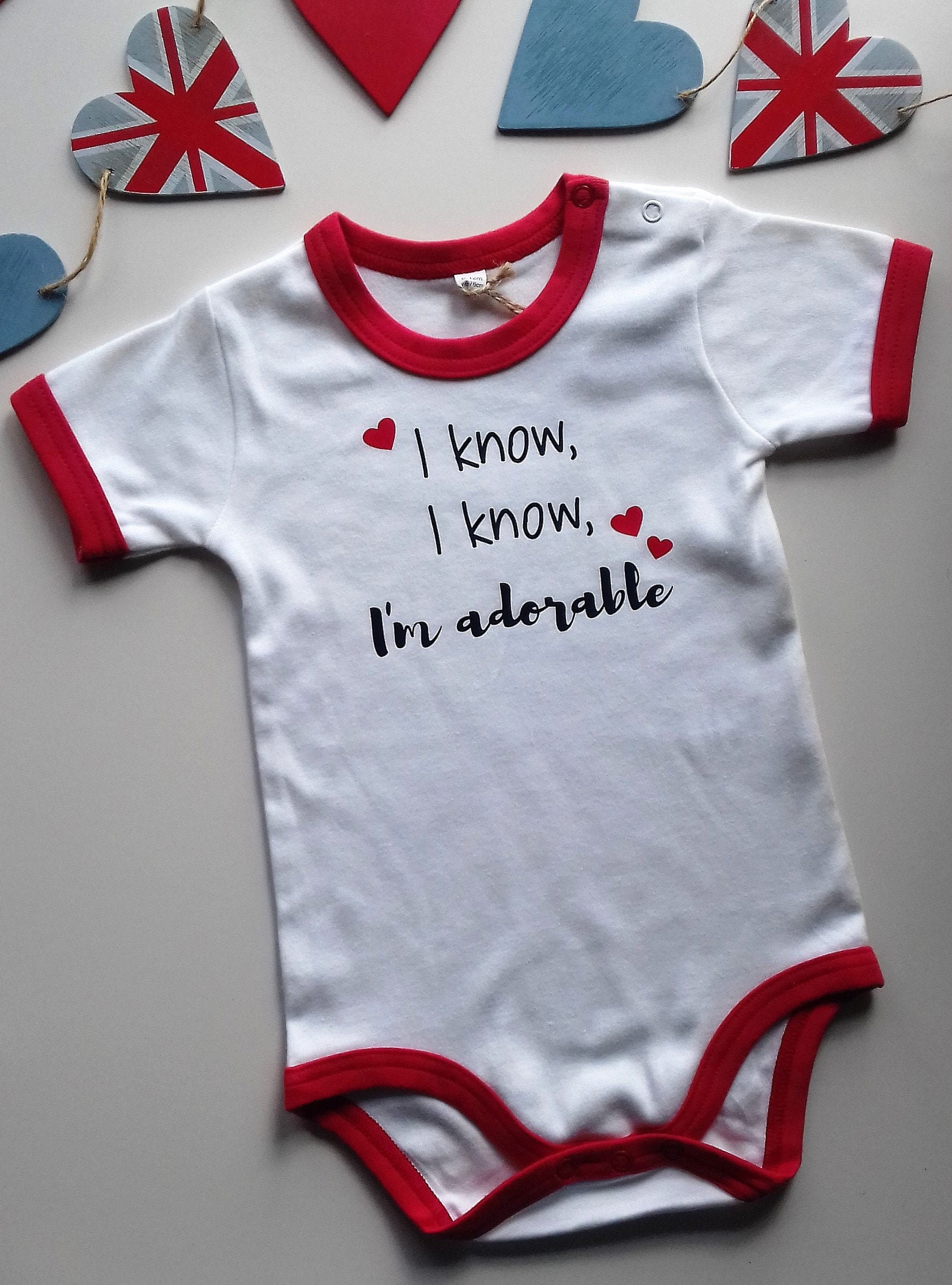 I'm Adorable Babygro Printed in Red and Black on a Fresh White ...