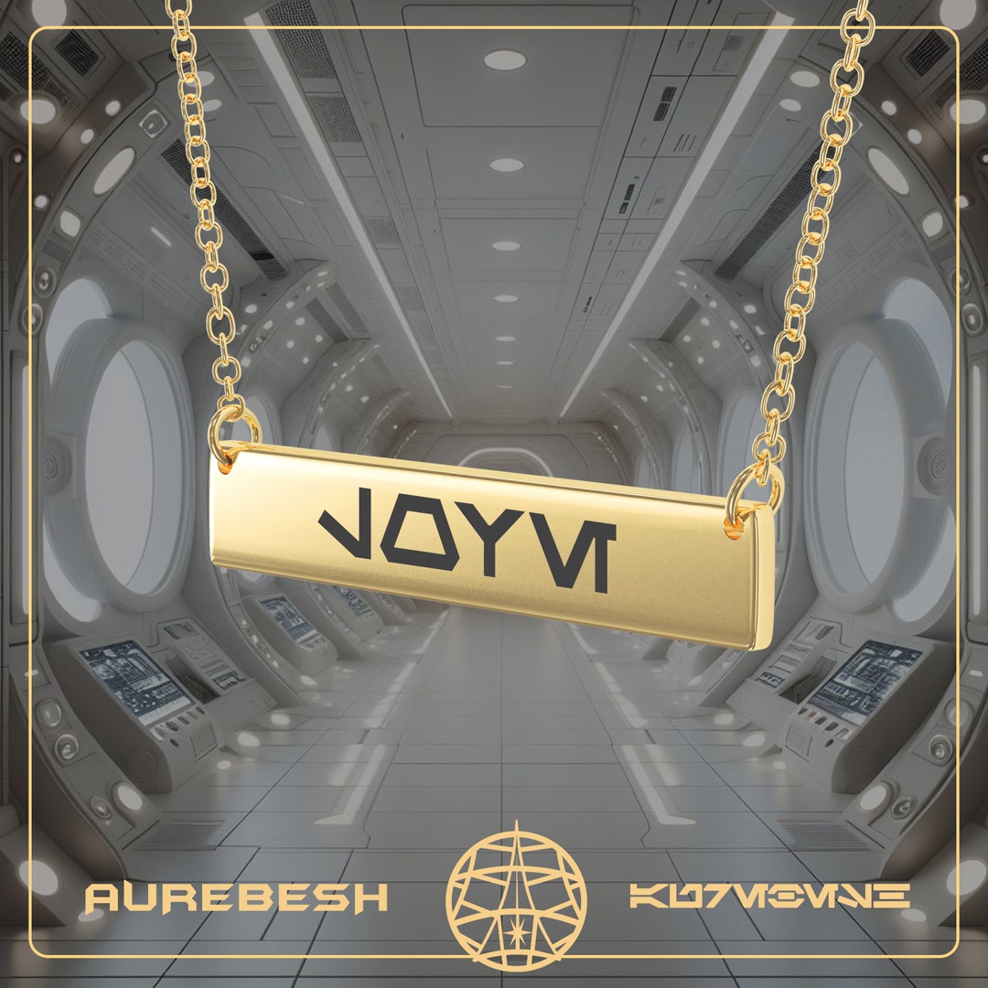 Star Wars, Aurebesh Language, Personalized Bar Necklace Gold, Rose ...