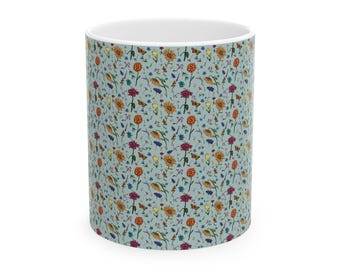 Vintage Floral Coffee Mug - Elegant Flower Design Tea Cup, Classic ...