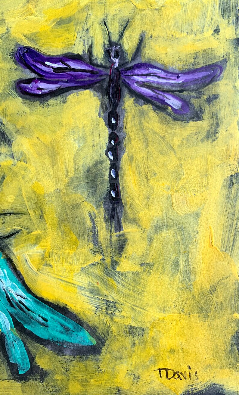 Dragonfly Art, Dragonfly Painting, Dragonflies, Rainbow Colors, Yellow ...