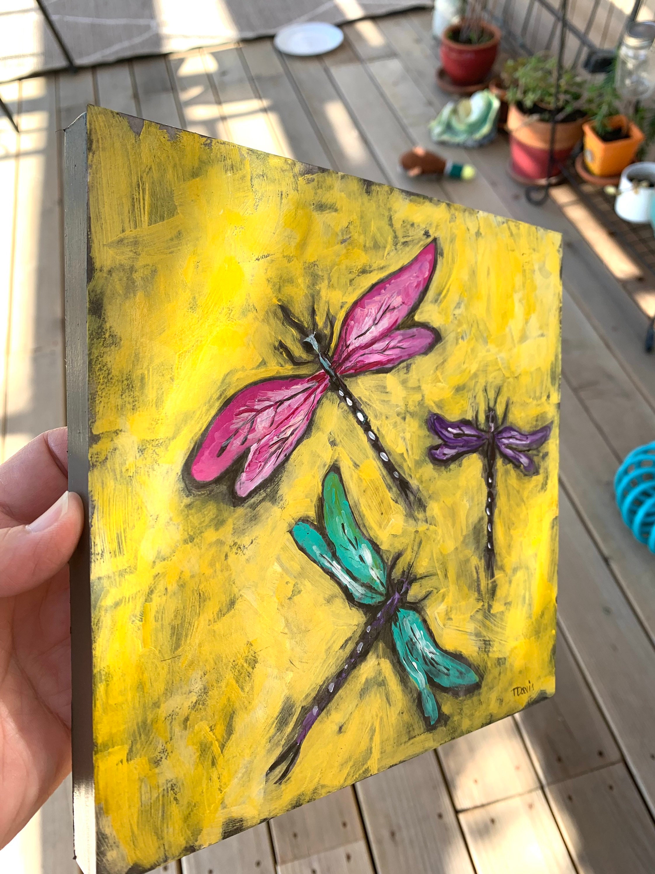 Dragonfly Art, Dragonfly Painting, Dragonflies, Rainbow Colors, Yellow ...