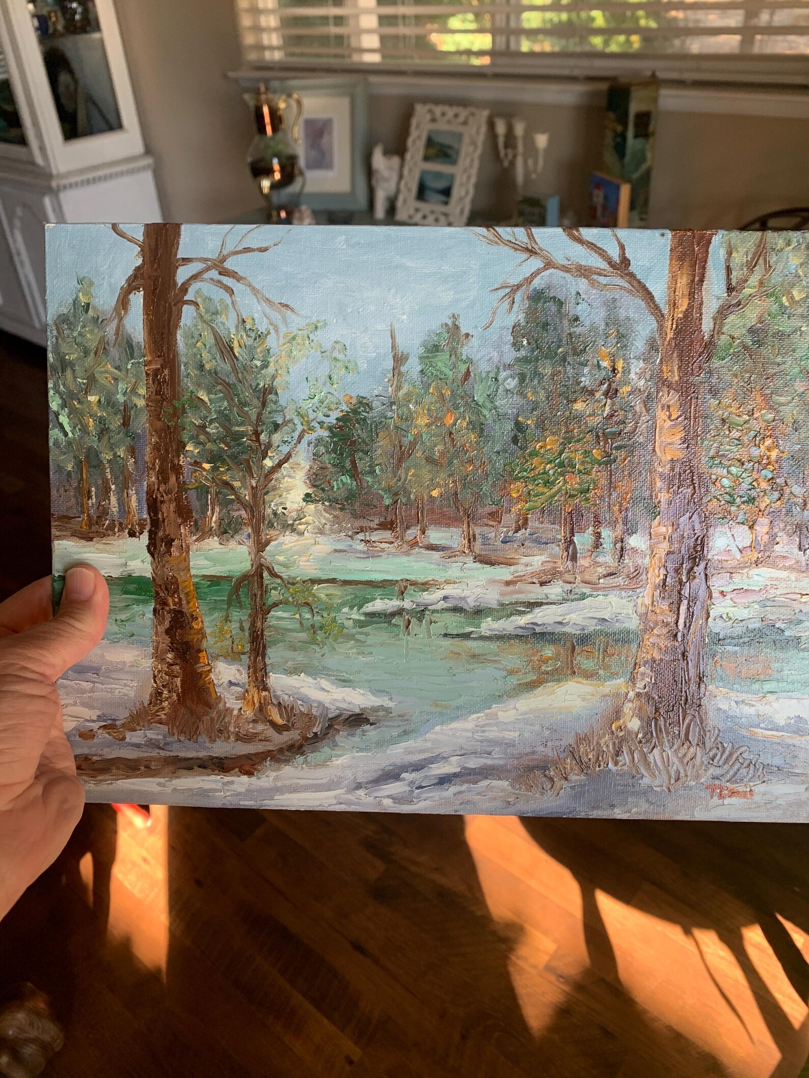 Cold Water, Impressionistic Landscape, Winter Landscape, Original Oil ...