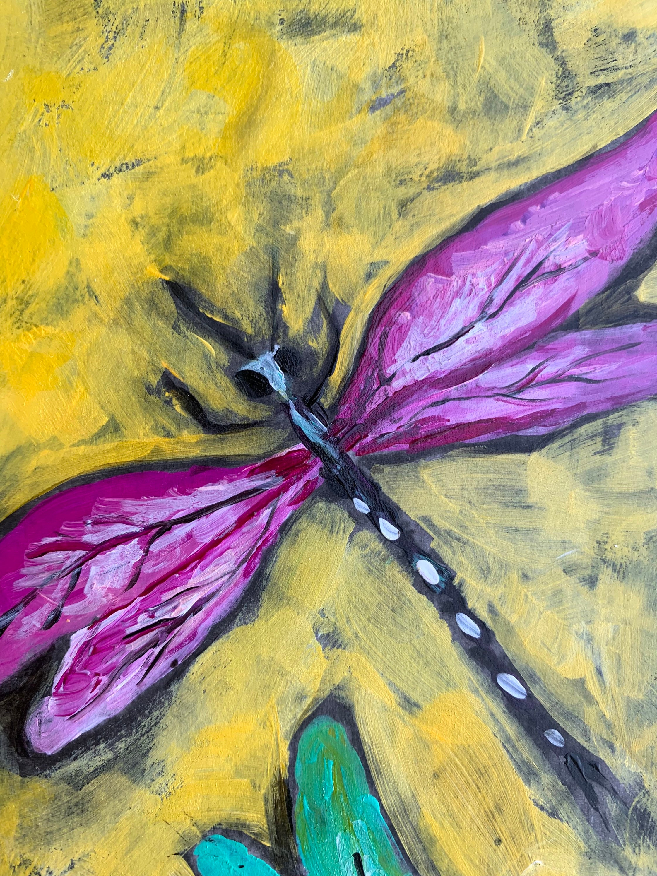 Dragonfly Art, Dragonfly Painting, Dragonflies, Rainbow Colors, Yellow ...