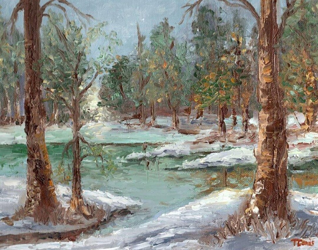 Cold Water, Impressionistic Landscape, Winter Landscape, Original Oil ...