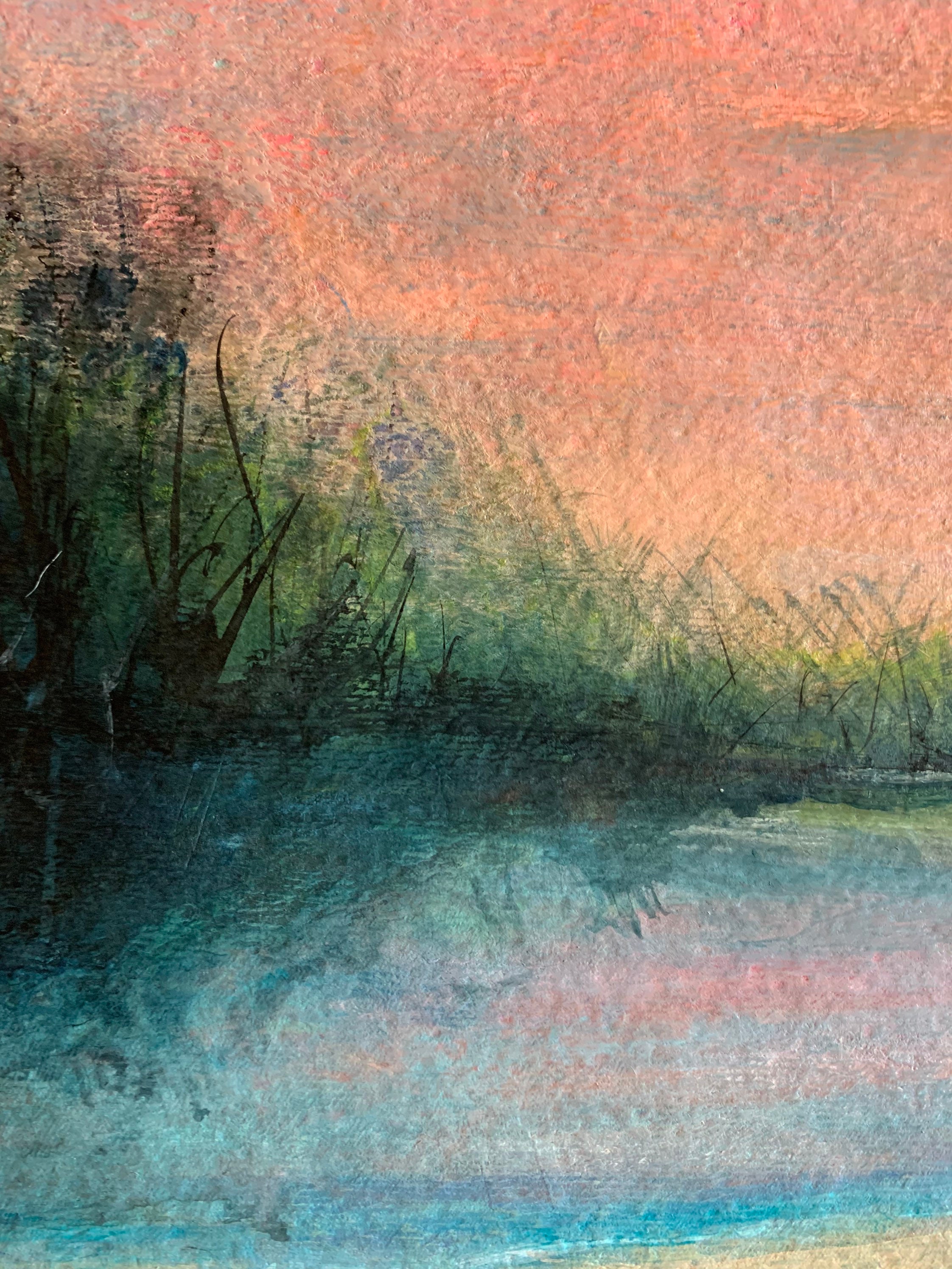 River Painting, Sunset Painting, Semi Abstract Art, Beach Painting ...
