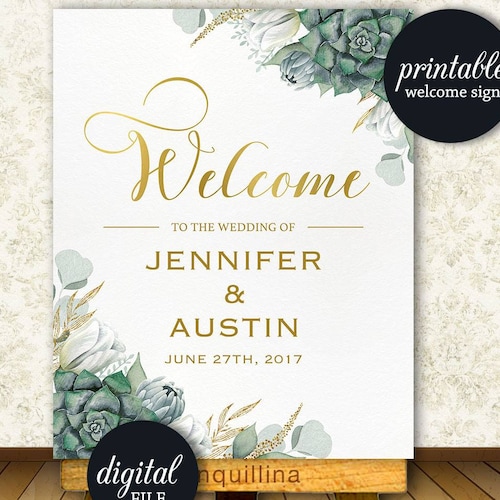 SUCCULENT Wedding Welcome Sign Template Printable Boho - Etsy
