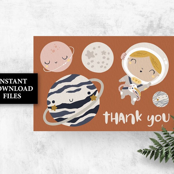 Outer Space Birthday Printable Thank You - Etsy