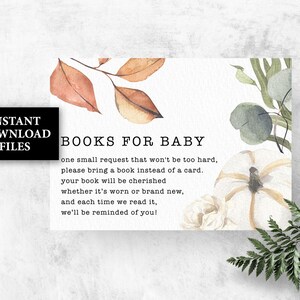 Pumpkin Books for Baby Fall Baby Shower Game, Bring a Book Instead of ...