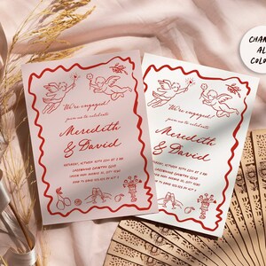 Handwritten Engagement Party Invitations Hand Drawn Wedding Invite ...